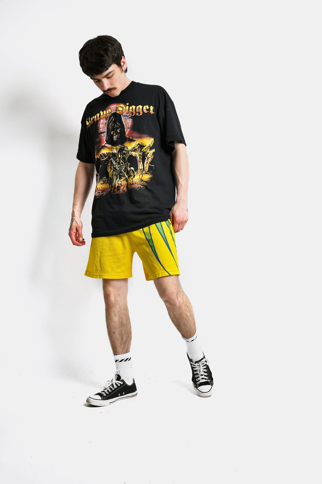Vintage Yellow Sport Shorts for Men | 90s Style Old School Sports Rave ...