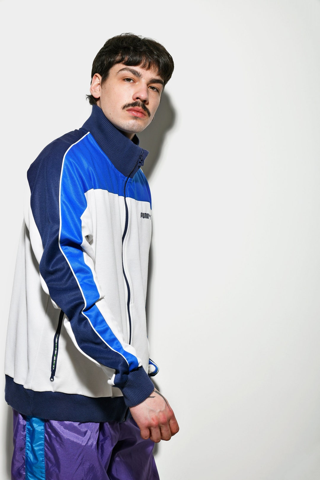 PUMA Retro Track Jacket White Blue Colour Men's Vintage - Etsy