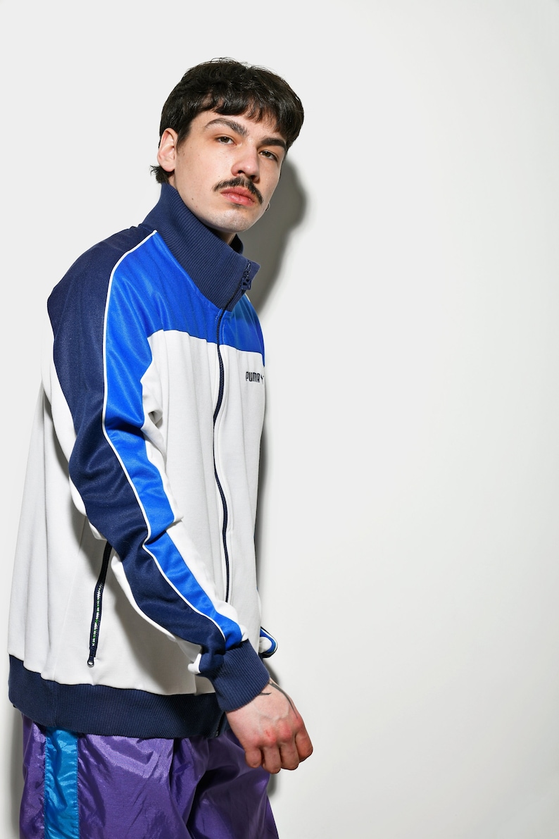 PUMA Retro Track Jacket White Blue Colour Men's Vintage - Etsy