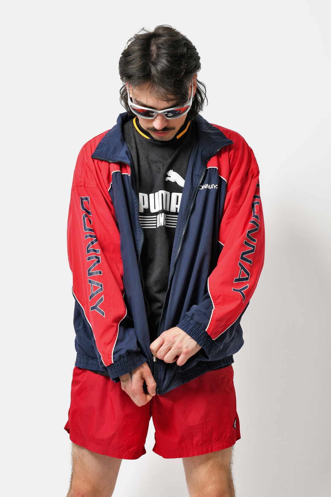 Retro Jacket Men's Windbreaker Red Blue Colour | Vintage Full Zip up ...