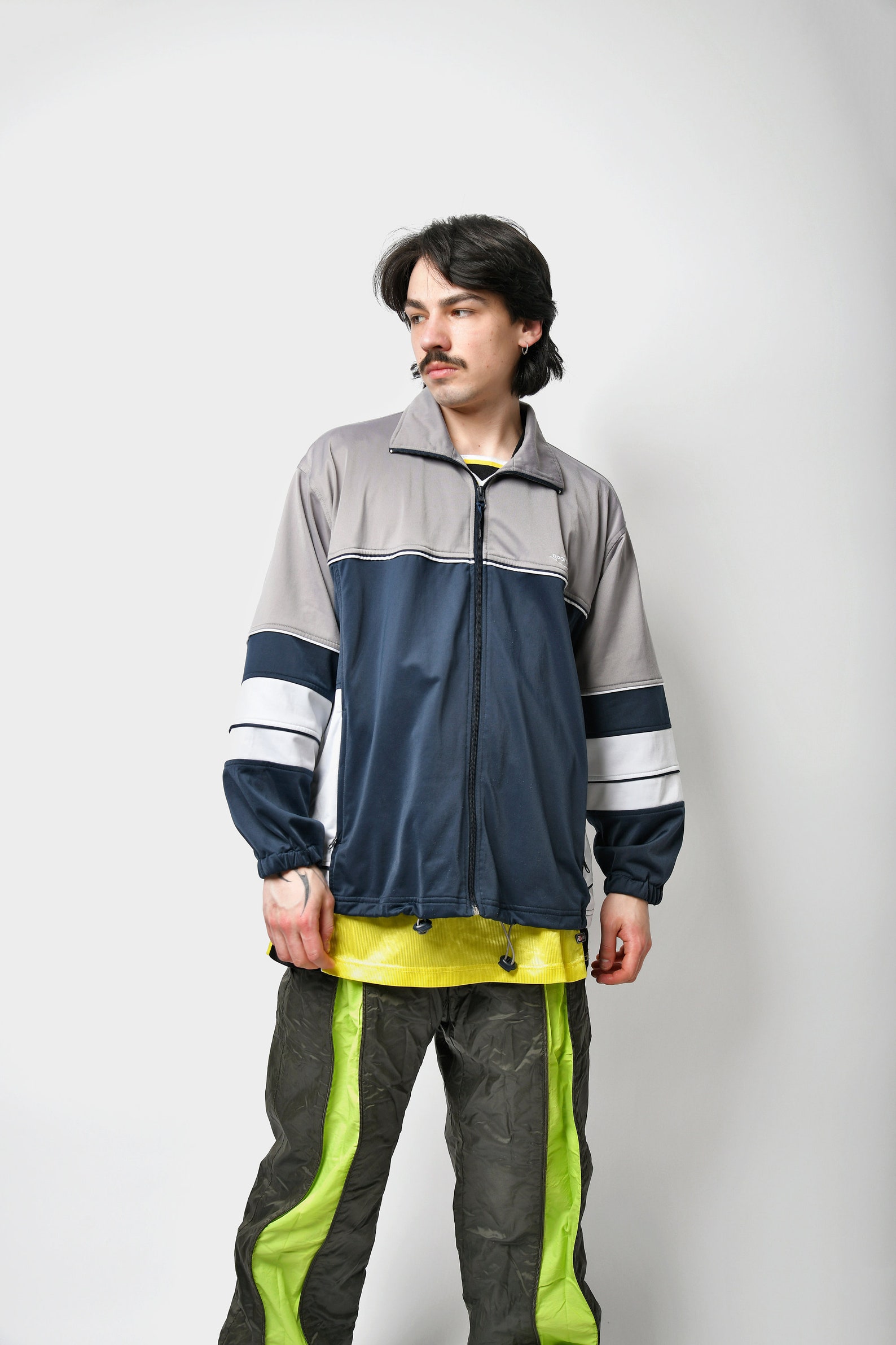 Vintage 90s Track Jacket Navy Blue Grey | Men's 00s Y2K Swag Hipster ...