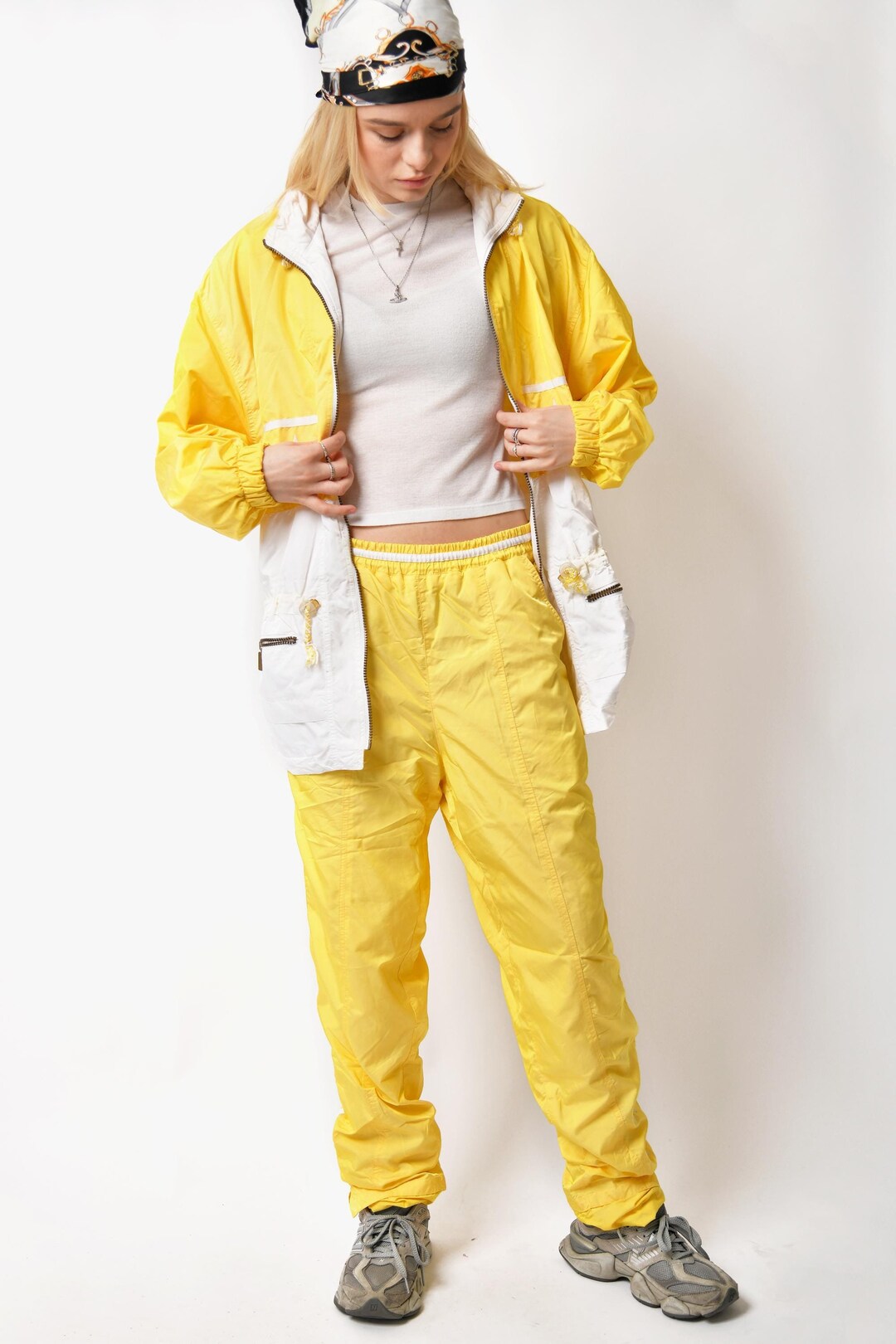 Vintage 80s Tracksuit Set in Yellow White Women's | Old School Retro ...