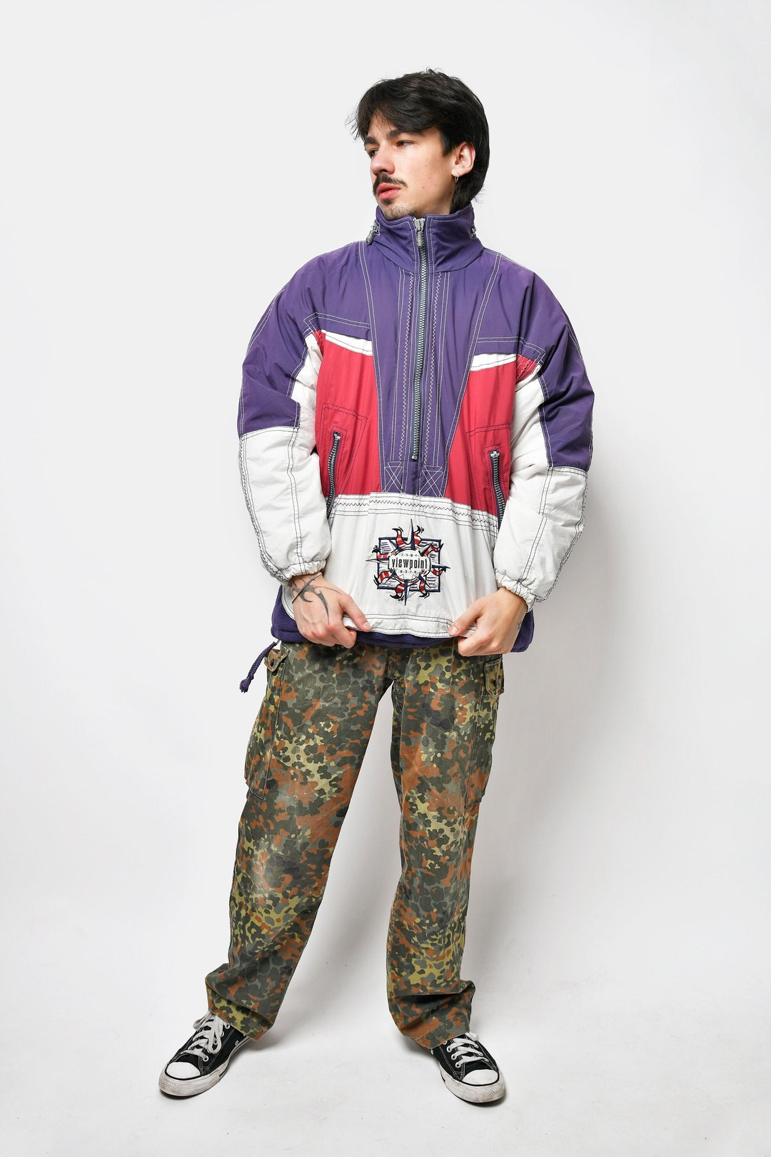 Retro 90s Winter Coat Multi Colour Block Ski Jacket Vintage - Etsy