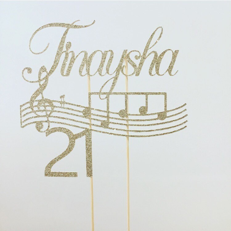 Music Notes Cake Topper Custom Birthday Add Any Name and Age 7 | Etsy ...