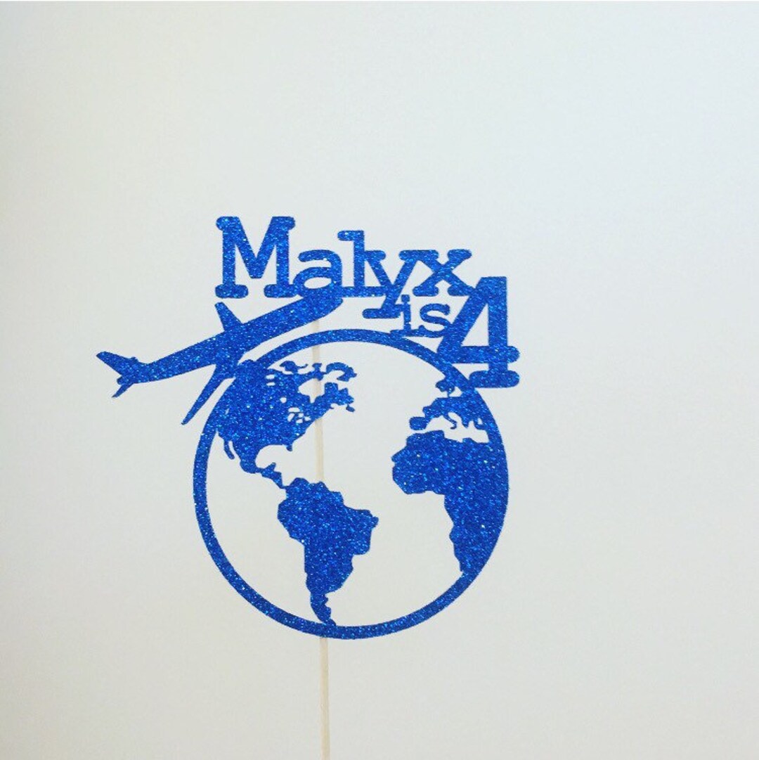 Personalised Travel World Globe Aeroplane Cake Topper Custom - Etsy