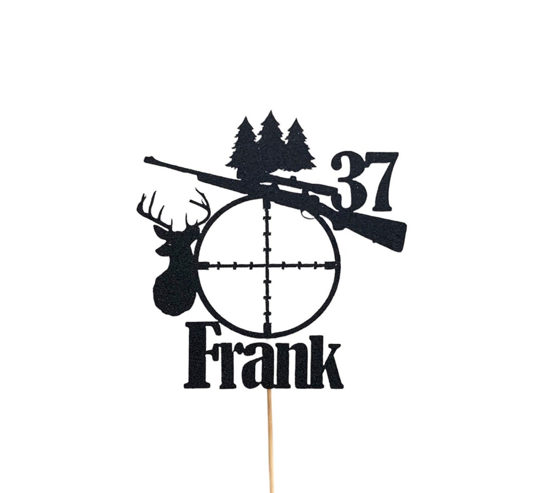 Personalised Hunting Cake Topper Custom Birthday Shooting Deer Rifle ...