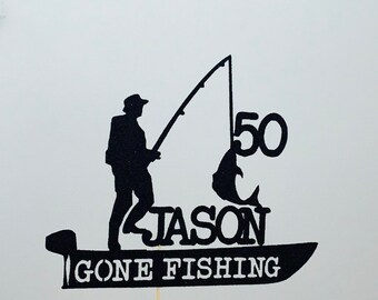 Personalised Fishing Cake Topper Custom Birthday Add Any Name | Etsy ...