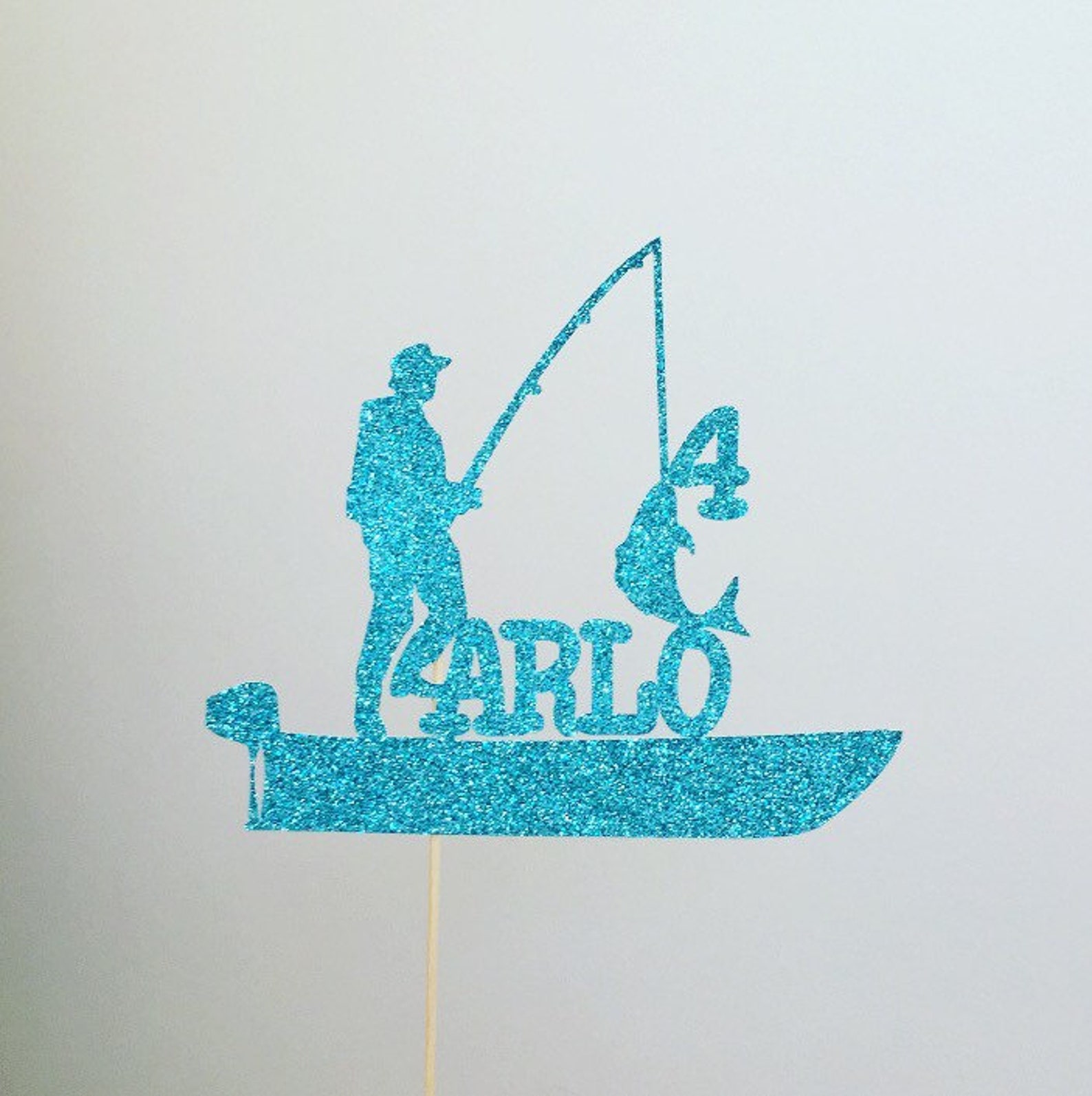 Personalised Fishing Cake Topper Custom Birthday Add Any Name - Etsy België