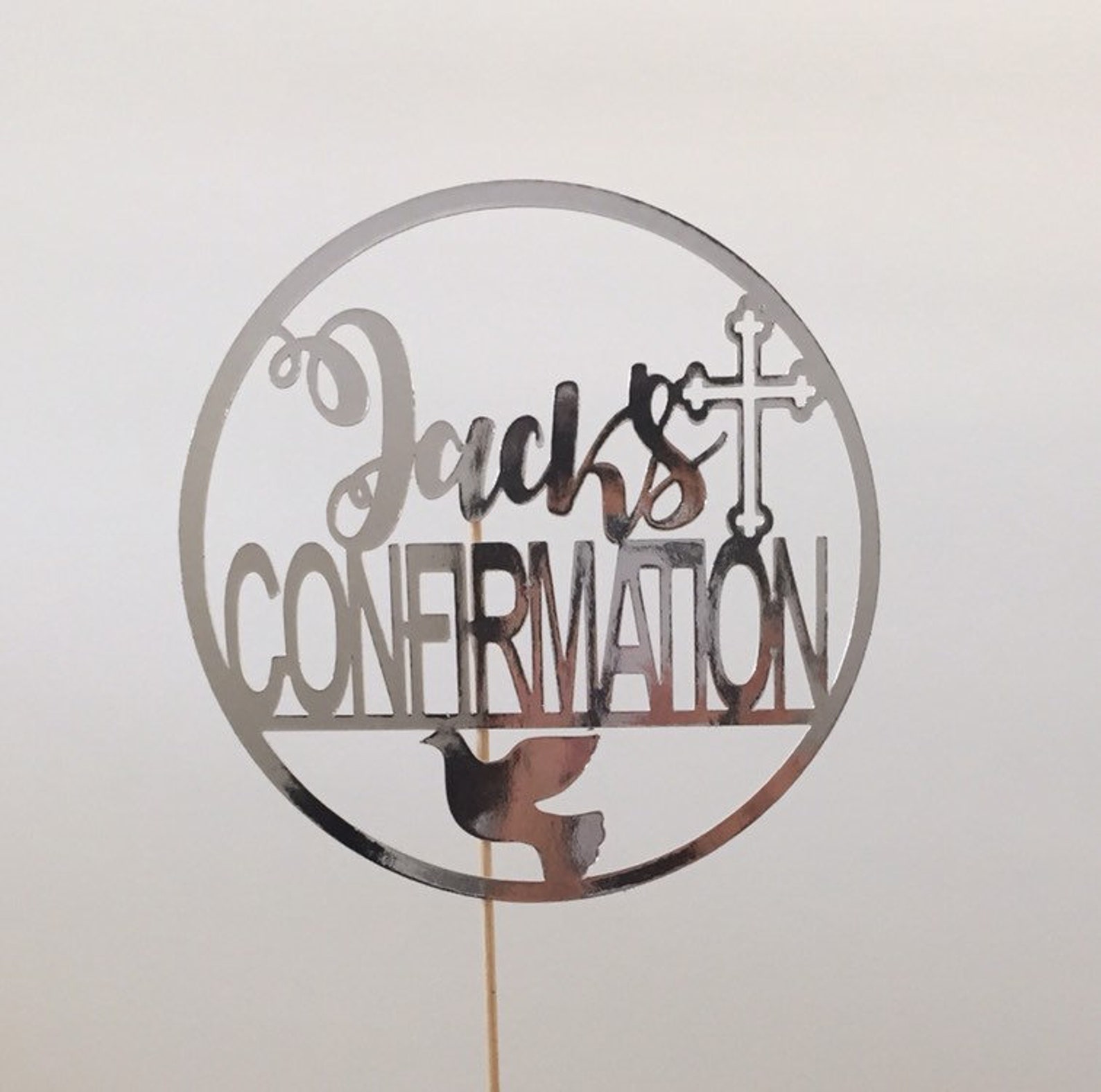 Personalised Confirmation Cake Topper Dove Cross Add Any Name - Etsy ...