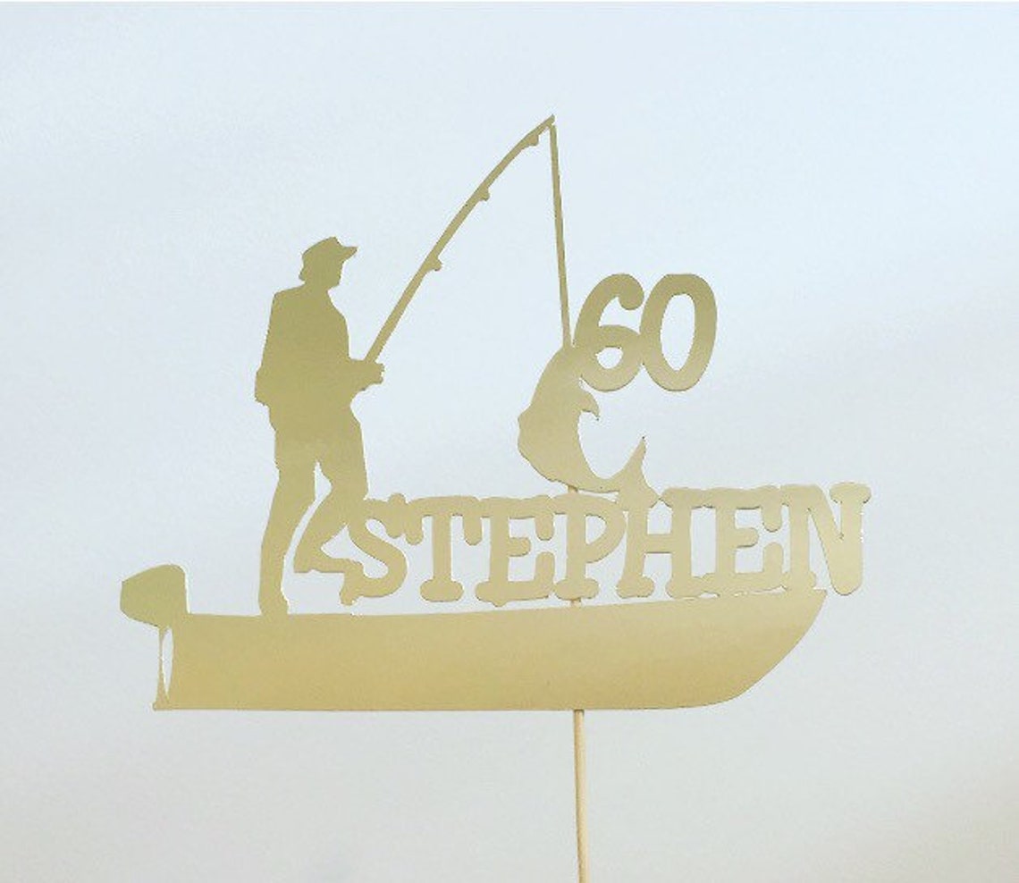 Personalised Fishing Cake Topper Custom Birthday Add Any Name - Etsy België