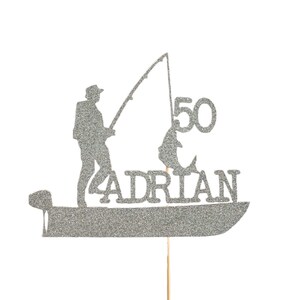 Personalised Fishing Cake Topper Custom Birthday Add Any Name and Age ...