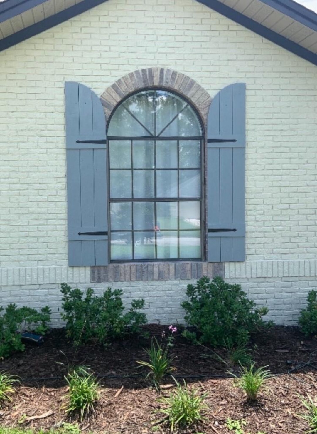 Custom Curve Top Cedar Shutters: Elliptical Shutters, Board and Batten ...