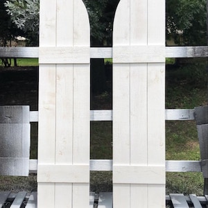 Custom Curve Top Cedar Shutters: Elliptical Shutters, Board and Batten ...