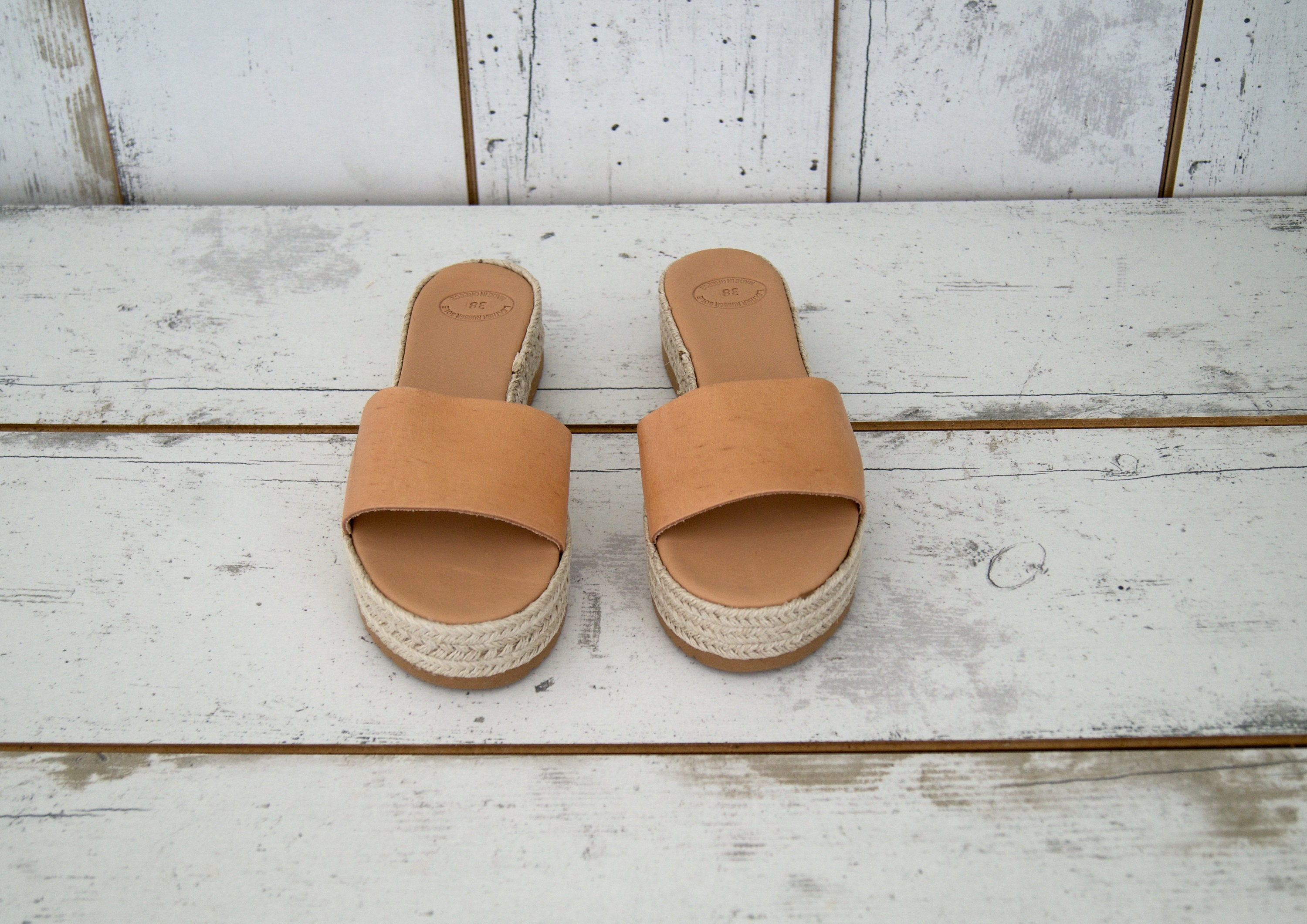 VOYANA Sandals/greek Leather Sandals/espadrille Platform | Etsy