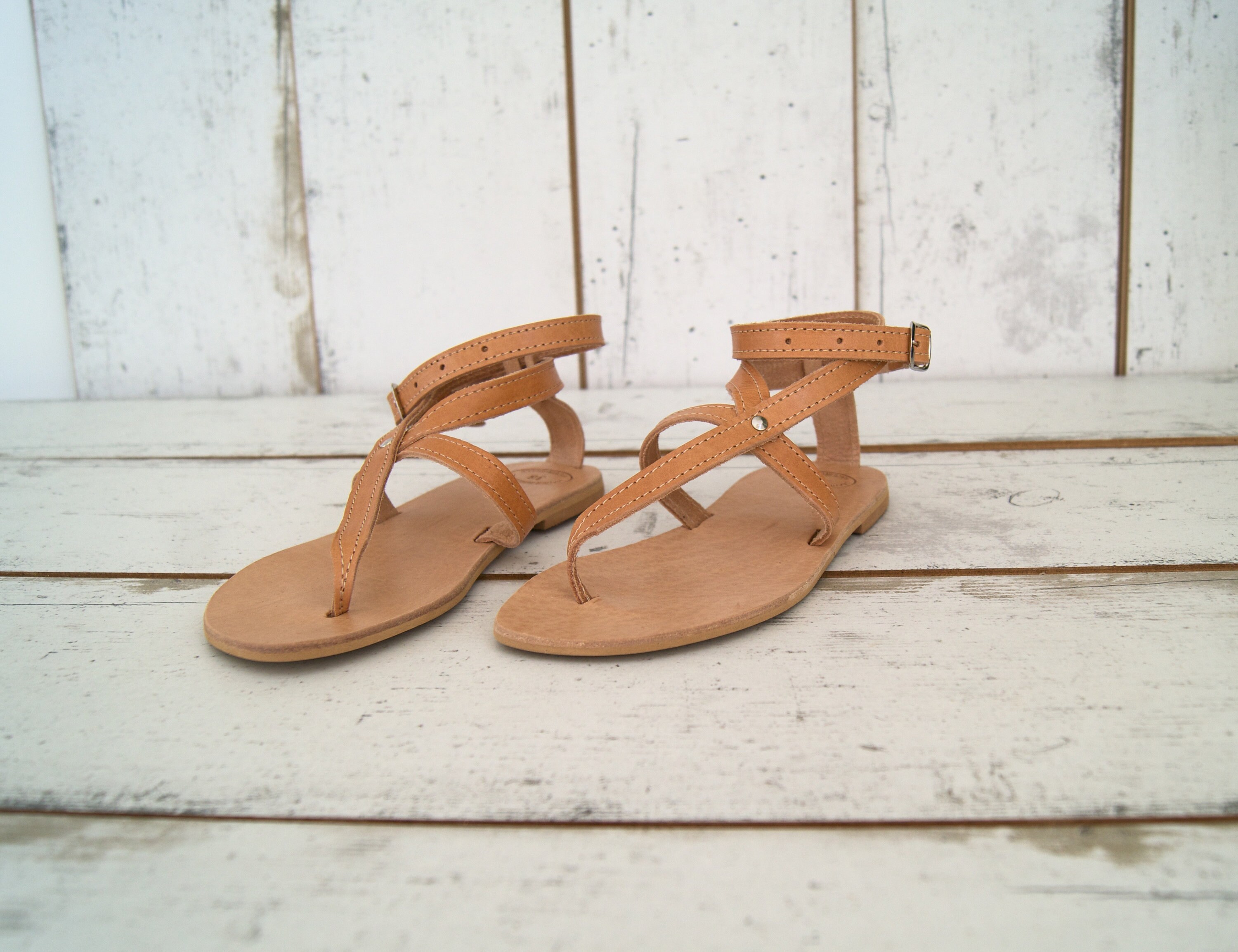 AGNETE Sandals/ Greek Leather Sandals/ Ankle Cuff Sandals/ | Etsy