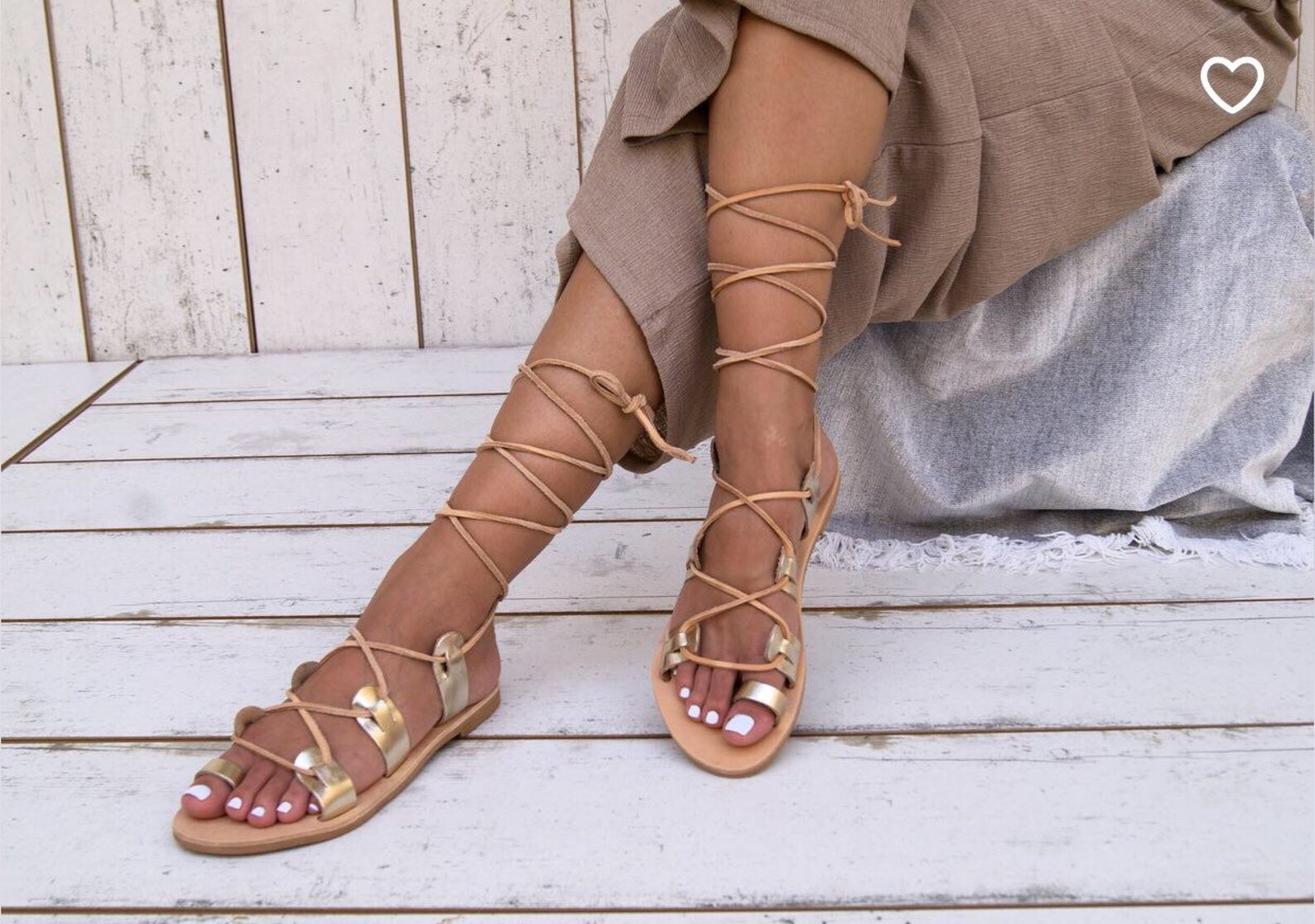 ISMENE NATURAL Sandals/ Ancient Greek Leather Sandals/ Roman | Etsy