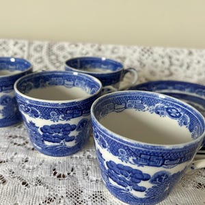 4 1930s Adderley Ware Old Willow Teacups and Saucers - Etsy