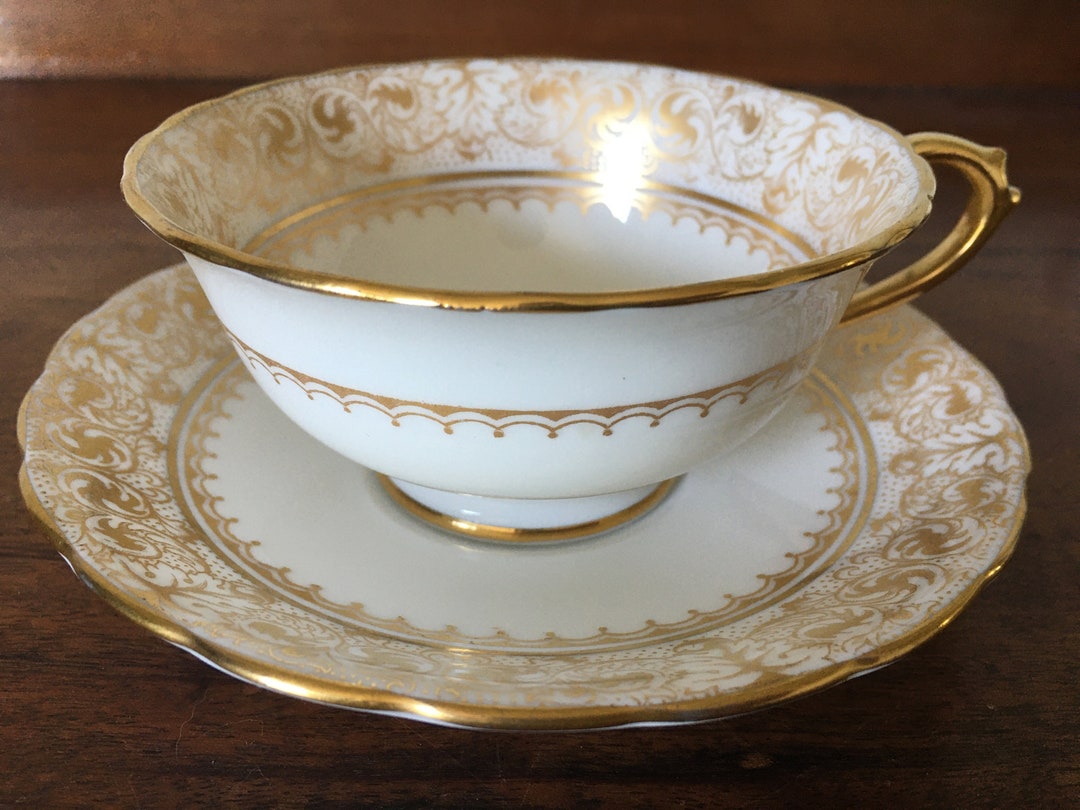 Antique T Goode & Co Bone China Tea Cup and Saucer, With Rich Gilded ...