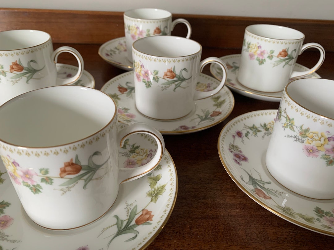 6 Vintage Wedgwood Bone China Coffee Cups and Saucers - Mirabelle ...