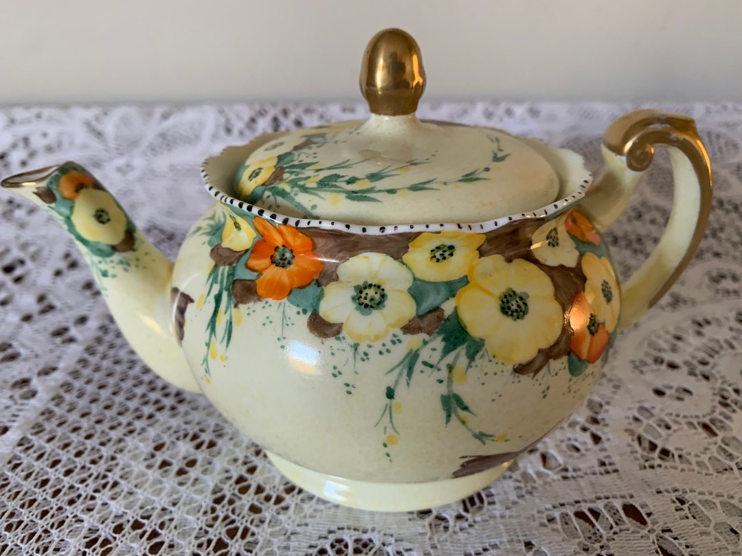 Vintage Hand Painted Small Teapot - Etsy