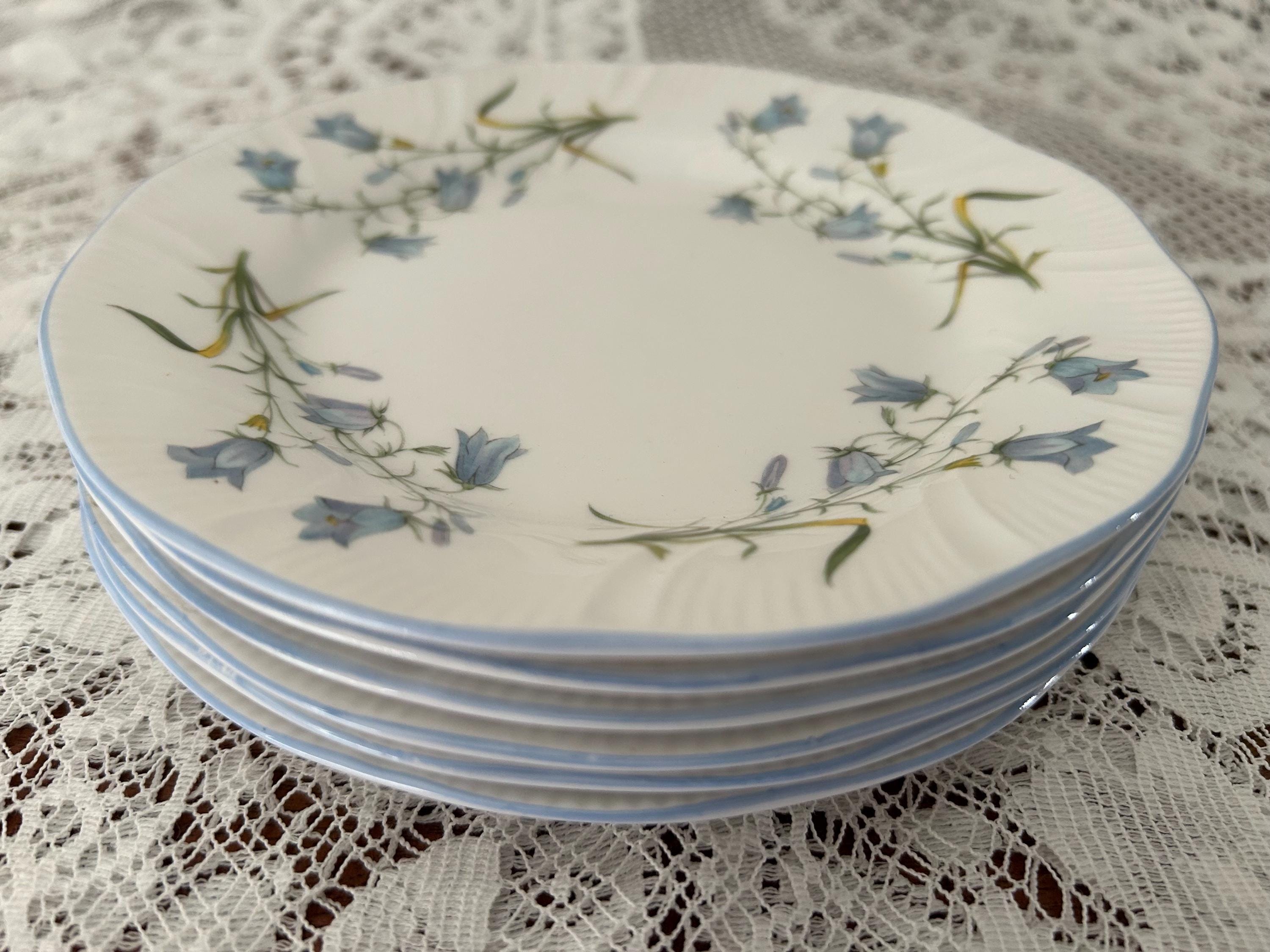 6 Queens Rosina Bone China Side Plates - Pale Blue Harebell Pattern - Etsy
