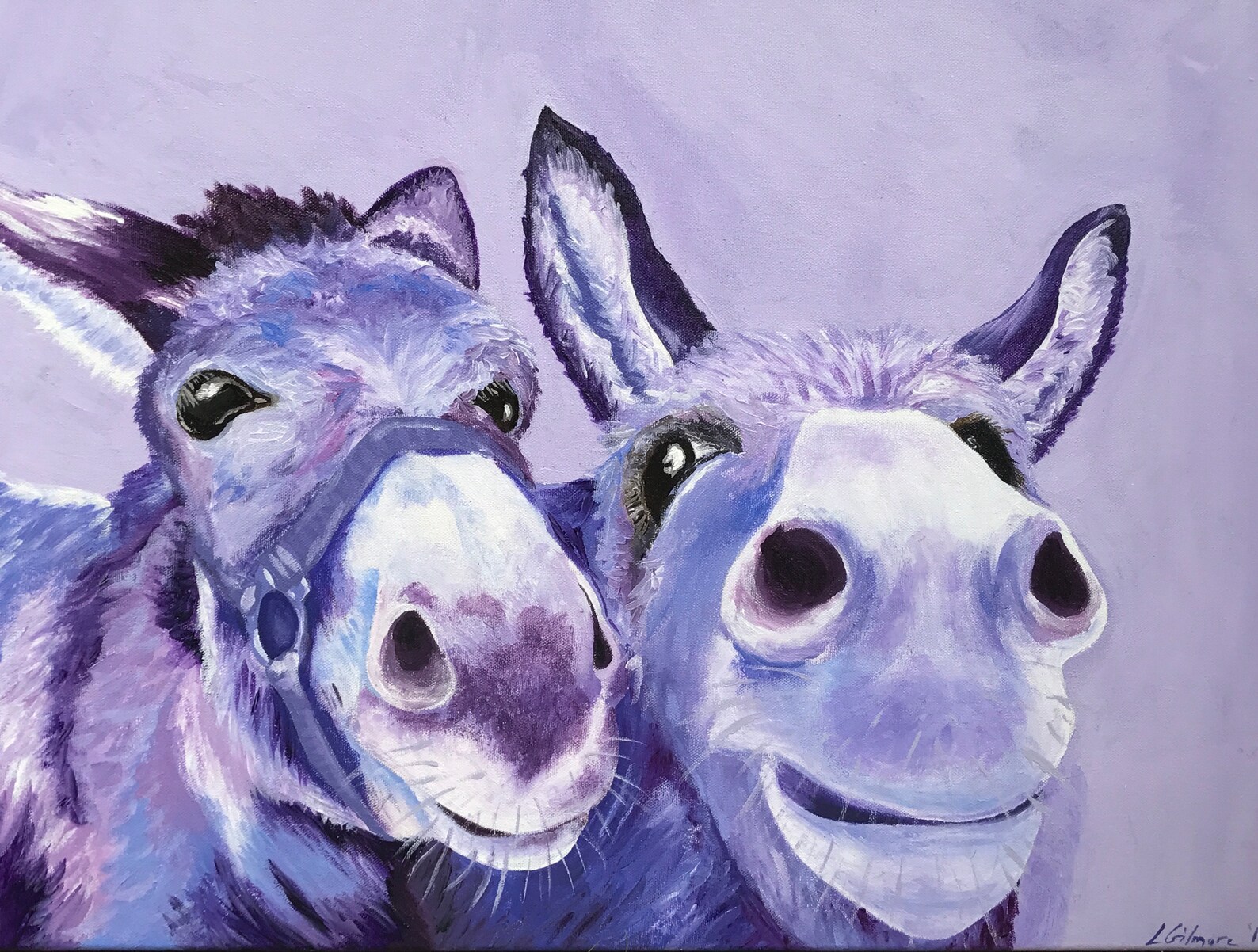Purple Donkey Art Print 10x10 and A3 Size Farm Animal Print | Etsy
