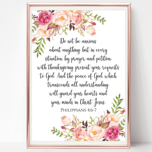 Philippians 4:6-7 Do Not Be Anxious Bible Verse Wall Art - Etsy