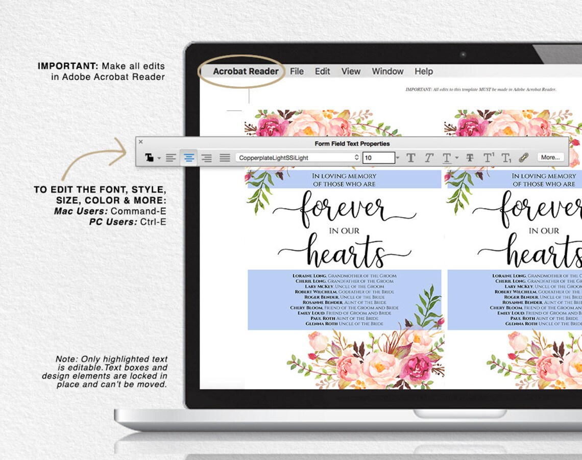 Forever in Our Hearts Sign Template Editable Memorial Table - Etsy