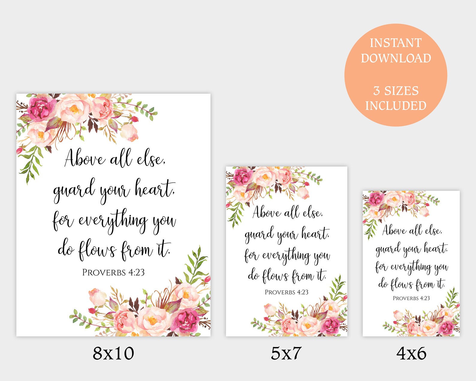 Above All Else Guard Your Heart Sign Printable Proverbs 4:23 Print ...