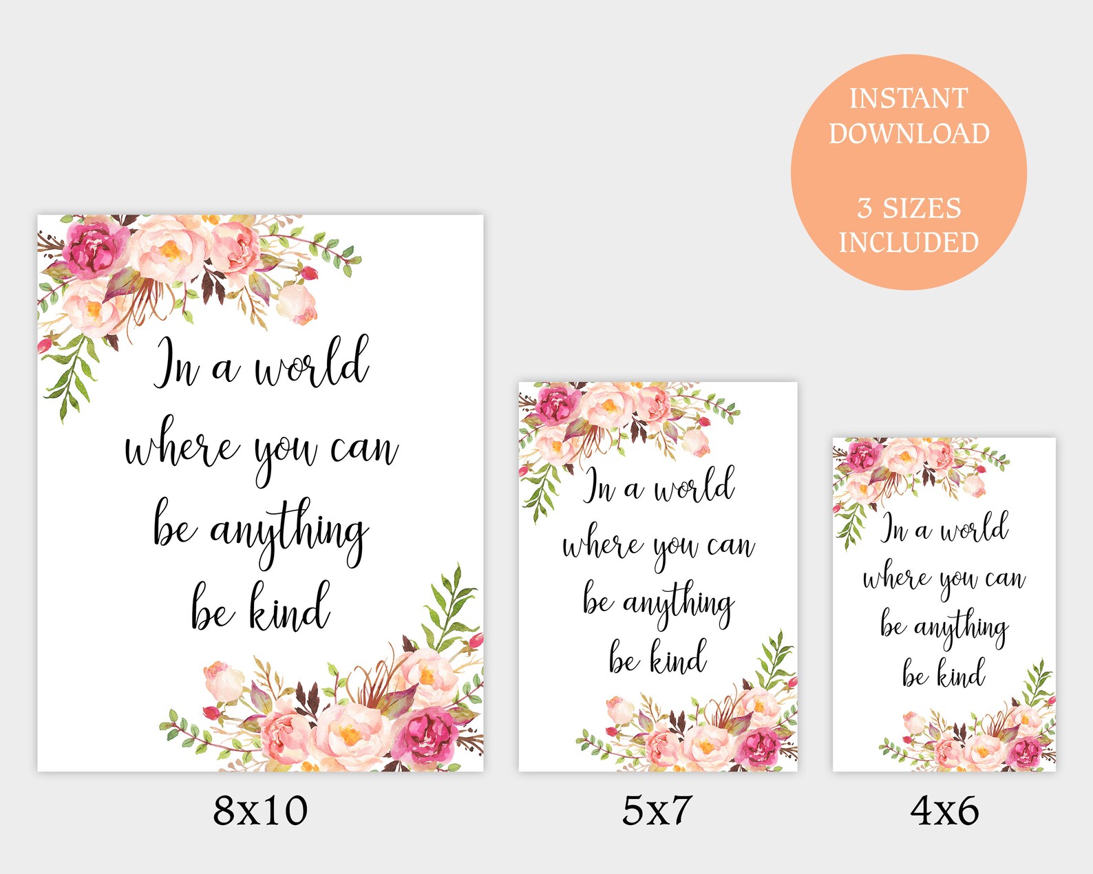 In a World Where You Can Be Anything Be Kind Sign Printable - Etsy