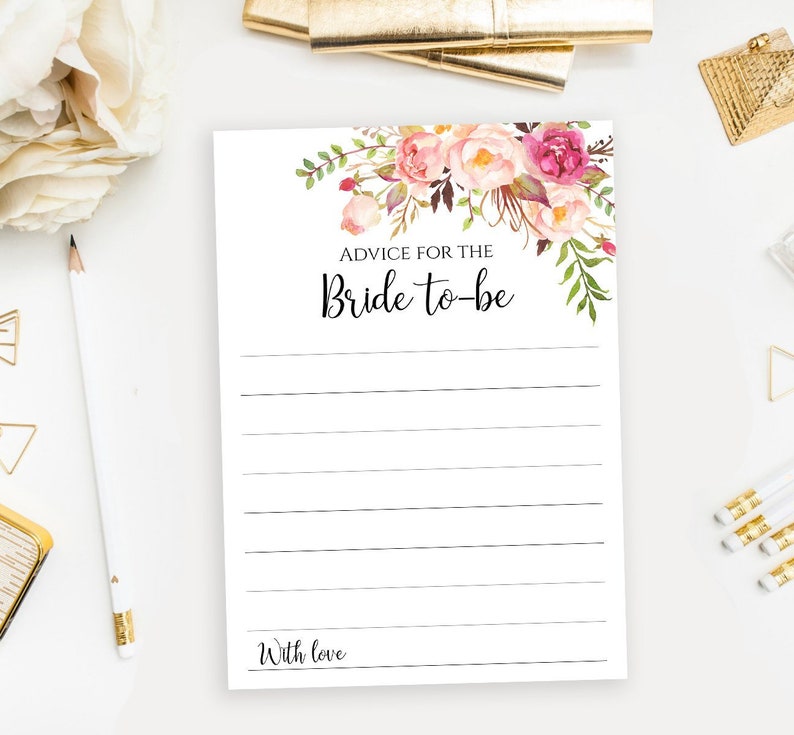 Advice Cards for the Bride to Be Printable Floral Bridal - Etsy