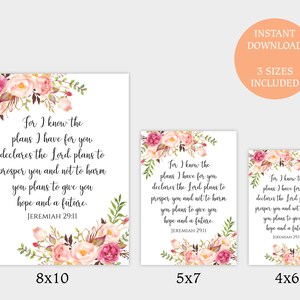 Jeremiah 29 11 Printable Sign for I Know the Plans I Have for You Wall ...