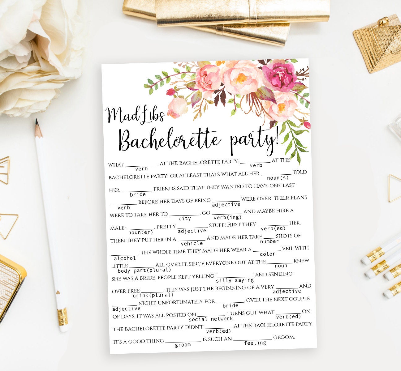 Bridal Mad Libs Game Template Fun Wedding Madlibs Game - Etsy