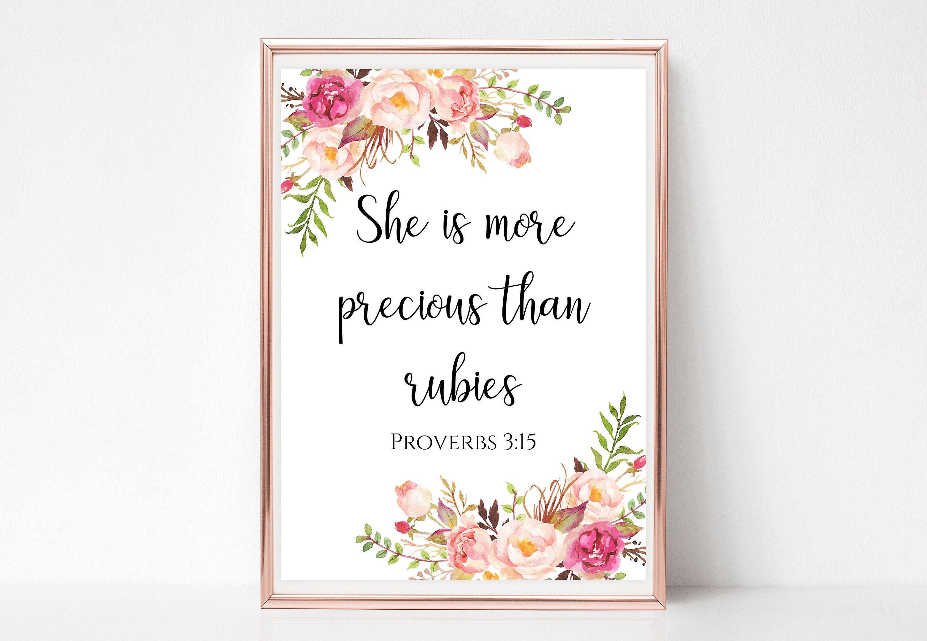 She Is More Precious Than Rubies Sign Printable Proverbs 3 15 Print