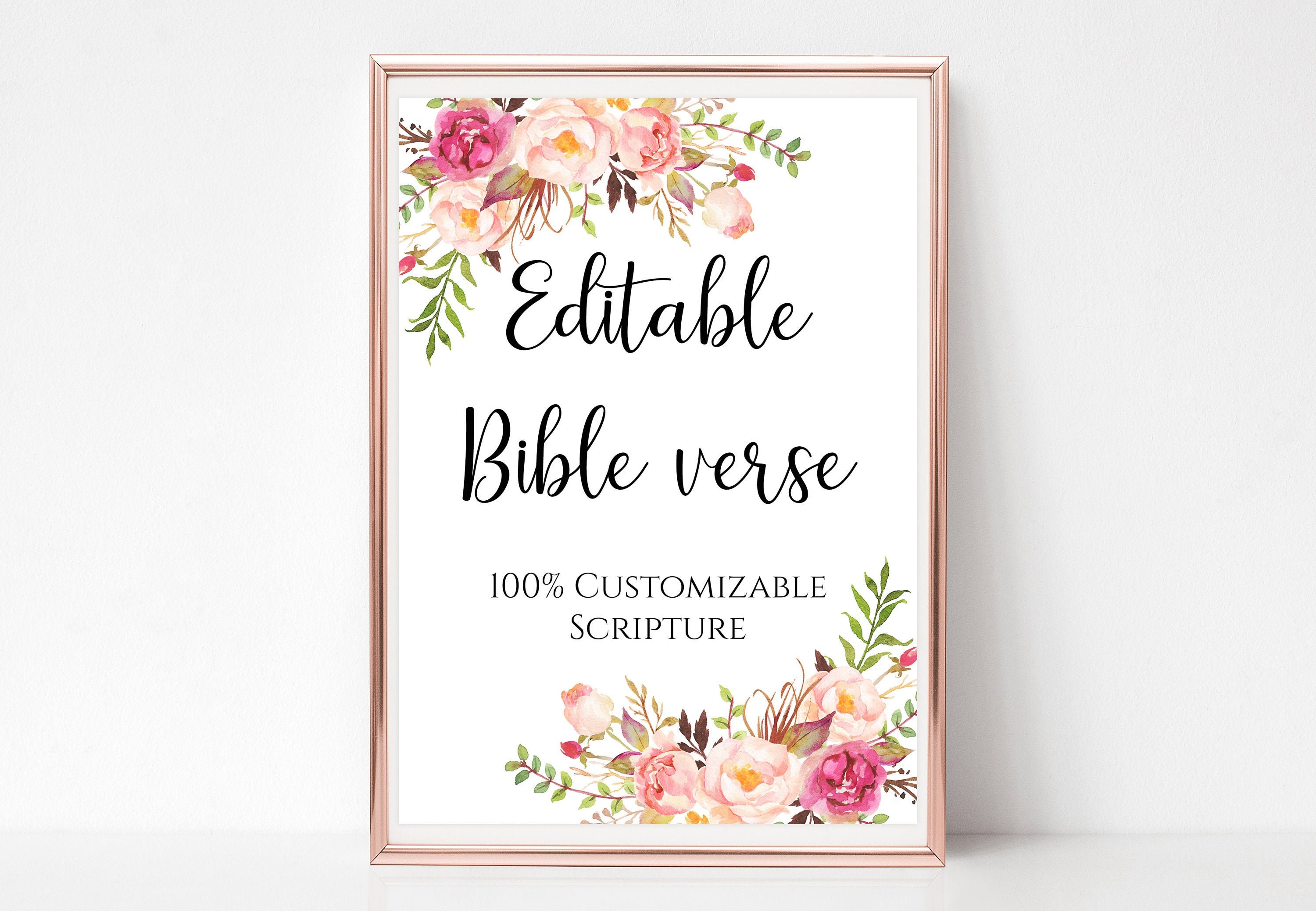 Custom Bible Verse Wall Art, Personalized Scripture Cards, Editable ...