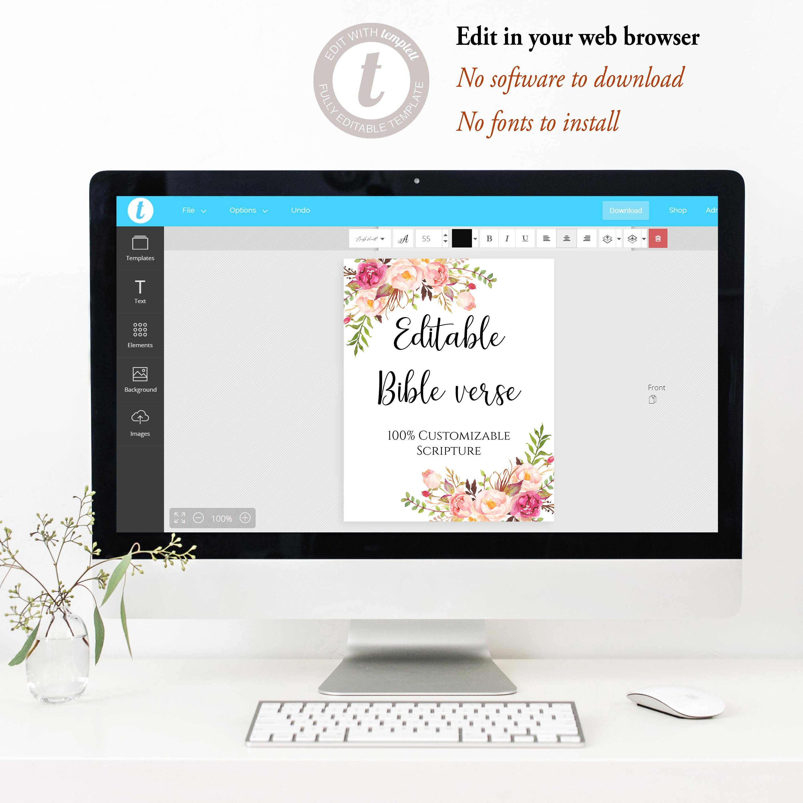 Custom Bible Verse Wall Art, Personalized Scripture Cards, Editable ...