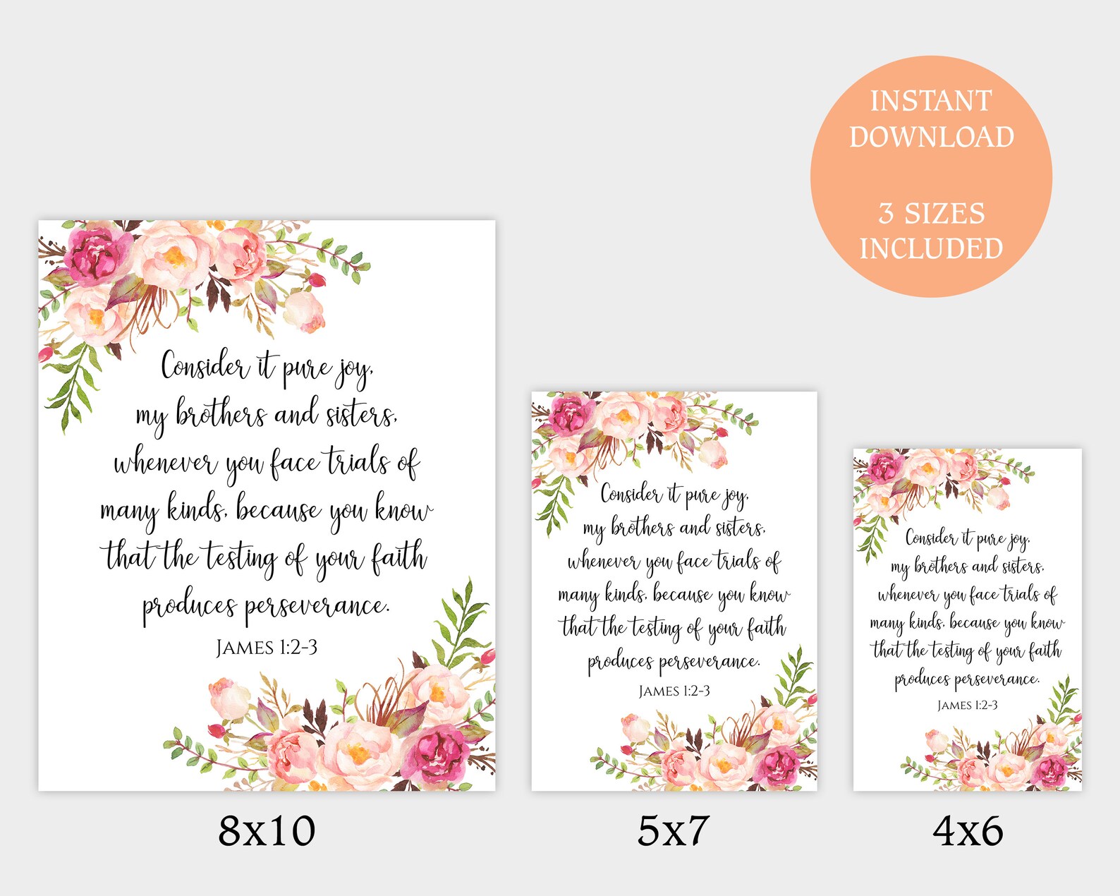 James 1 2-3 Sign Consider It Pure Joy Printable Bible Verse Scripture ...