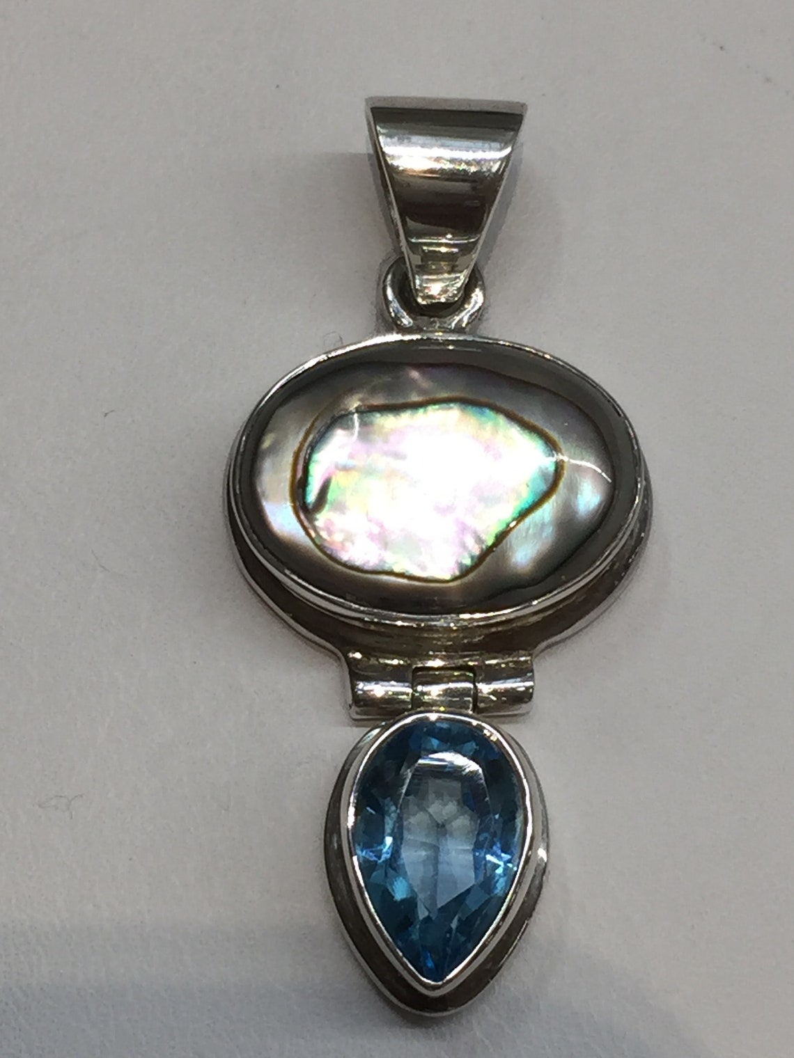 Abalone Shell With Blue Topaz Sterling Silver 925 - Etsy