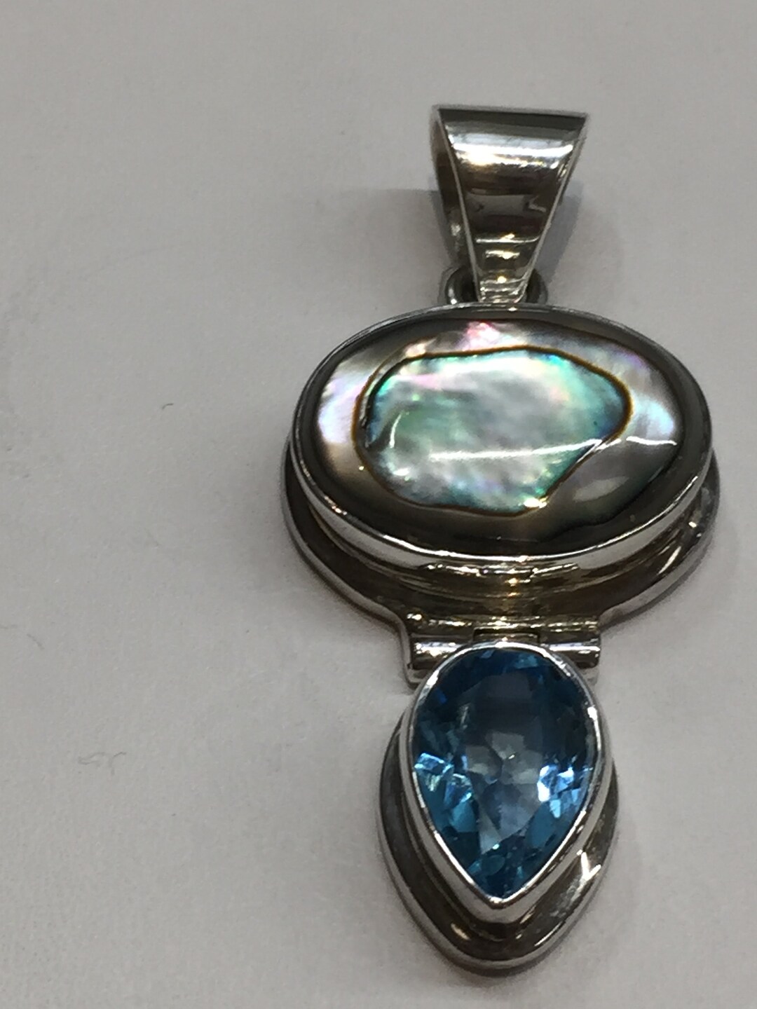 Abalone Shell With Blue Topaz Sterling Silver 925 - Etsy