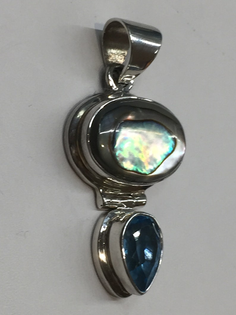 Abalone Shell With Blue Topaz Sterling Silver 925 - Etsy