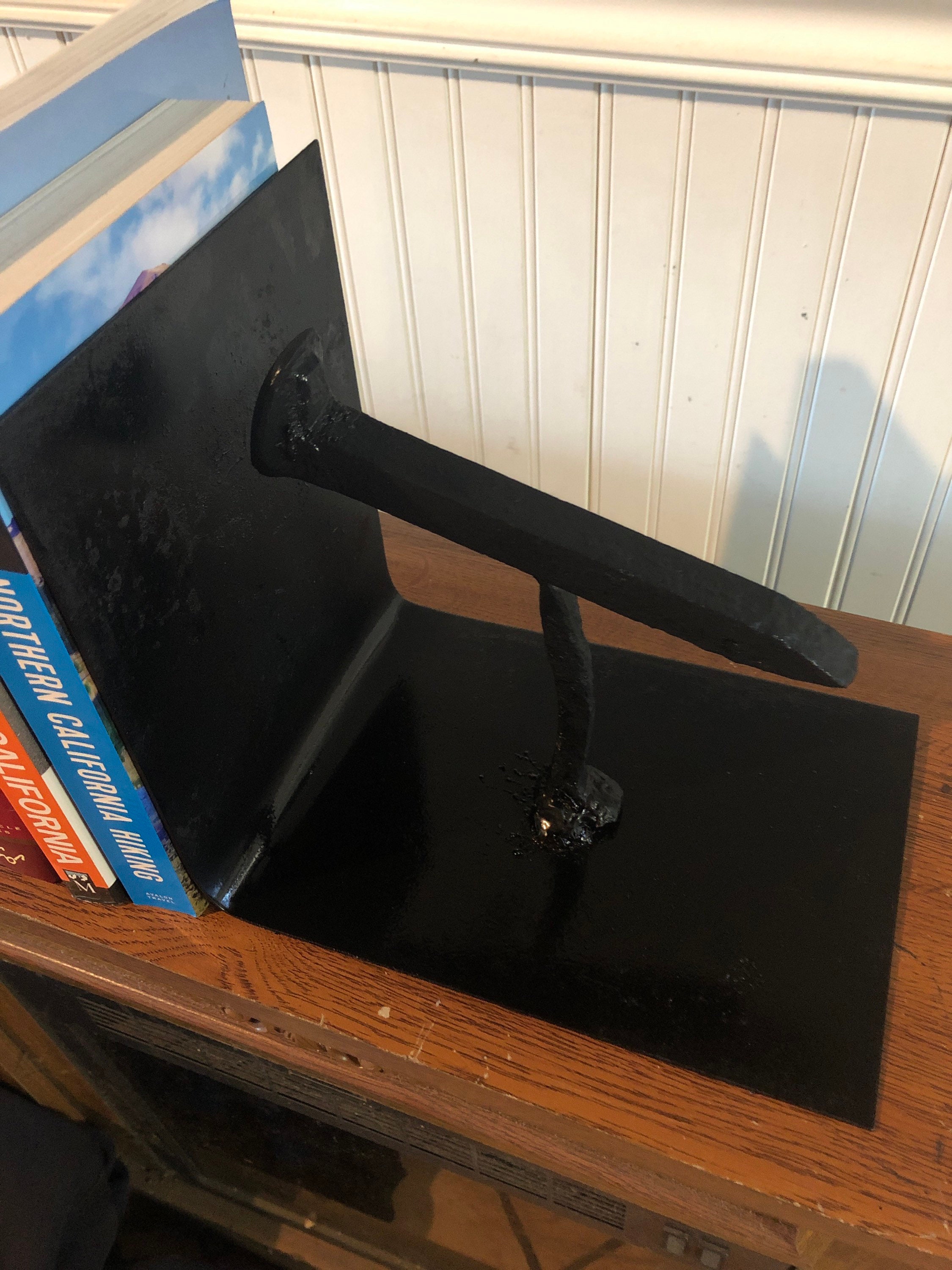 Bookends With Floating Railroad Spike - Etsy