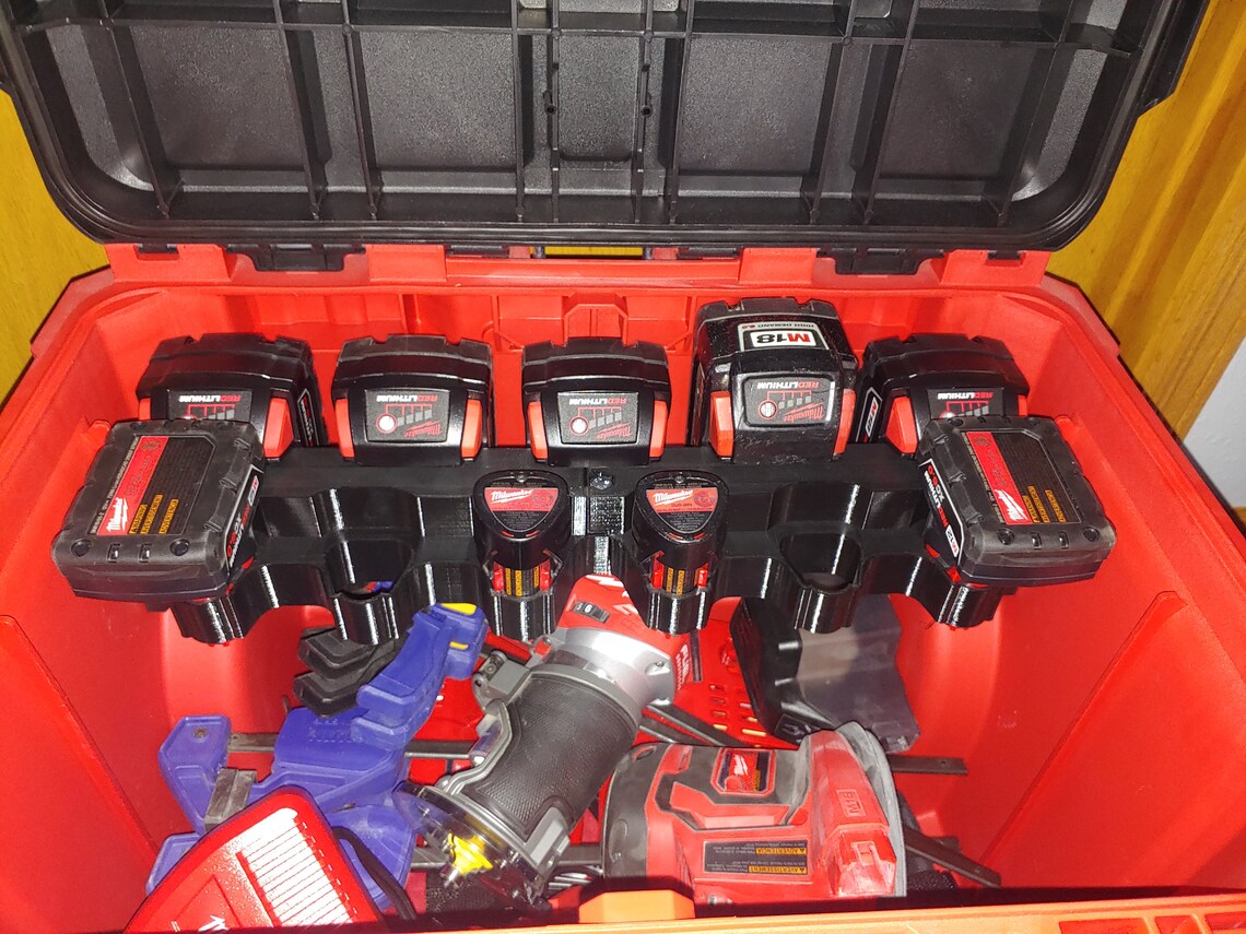 Battery Storage Rack for Milwaukee Packout Rolling Toolbox | Etsy