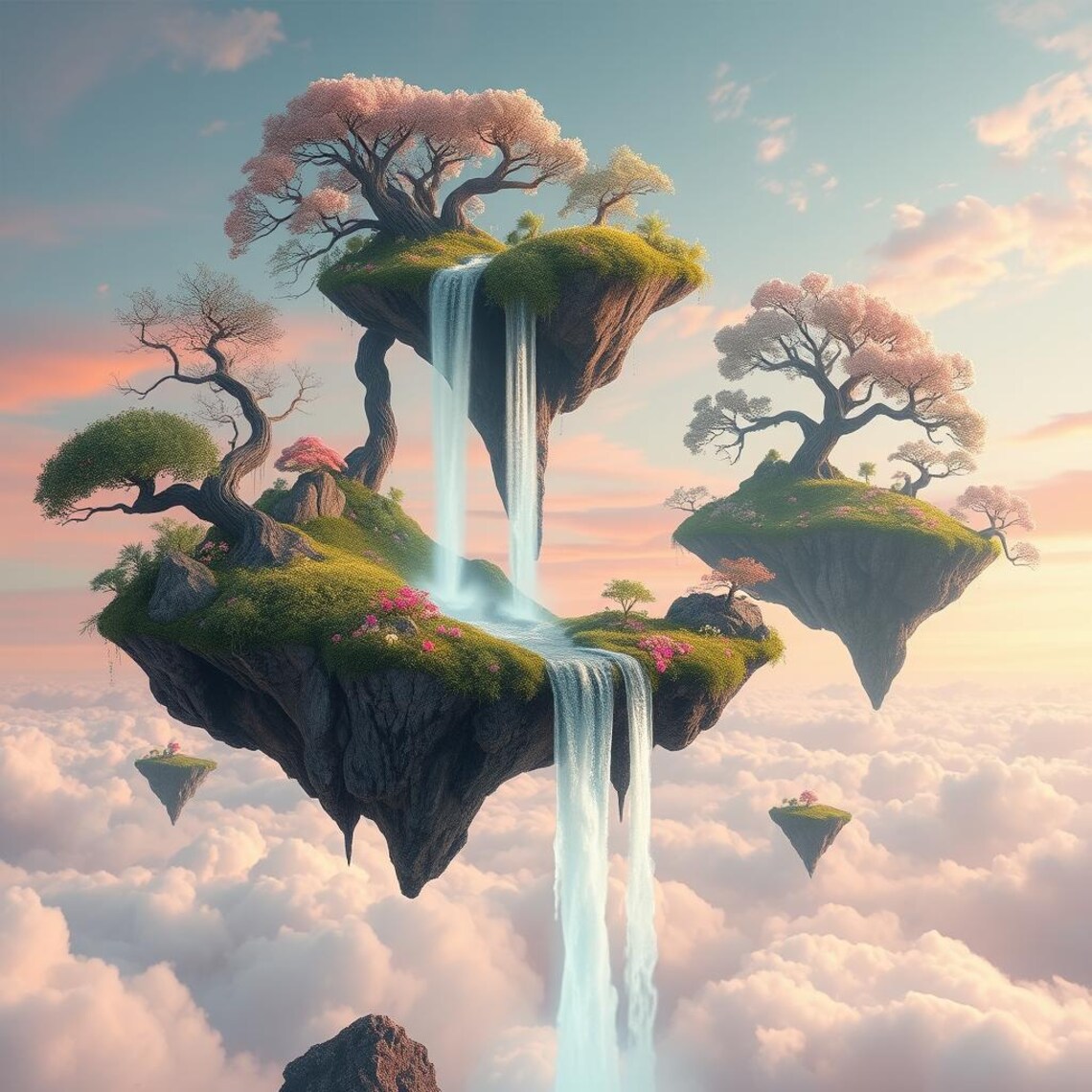 Floating Islands in a Pastel Dreamscape Surreal AI Art Print - Etsy