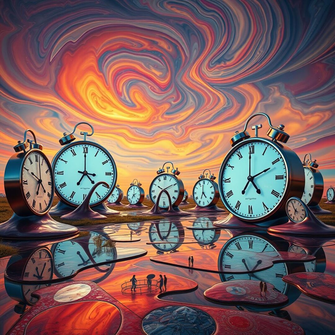 Melting Clocks in a Shifting Sky Surreal Time-themed AI Art - Etsy