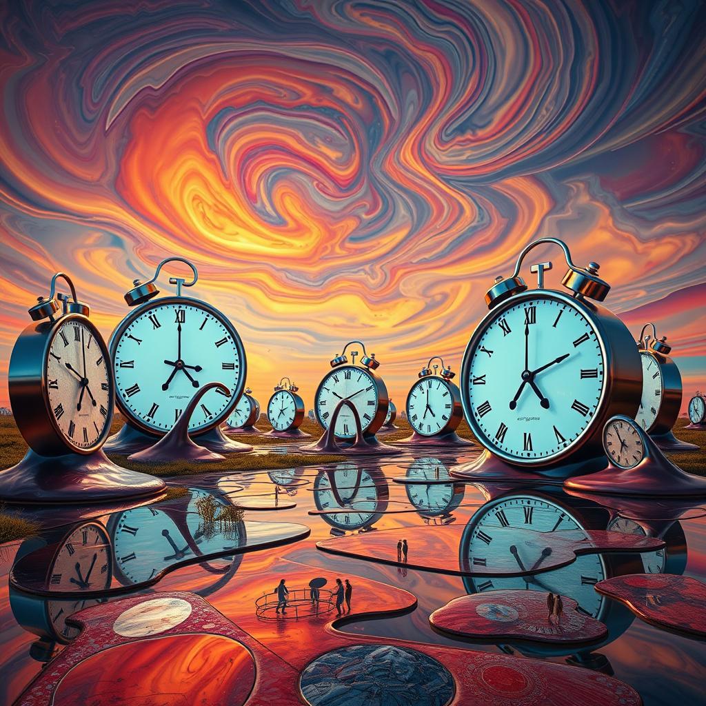 Melting Clocks in a Shifting Sky Surreal Time-themed AI Art - Etsy