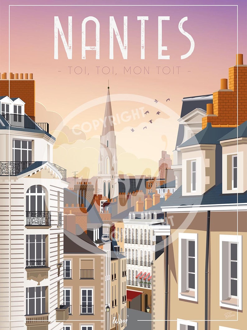 Affiche Nantes Toi toi mon toit nantais 30x40cm - Etsy France