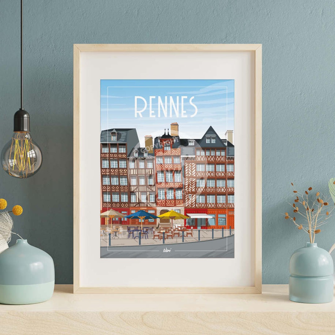 Affiche Rennes - "Détente à Rennes" - Etsy France