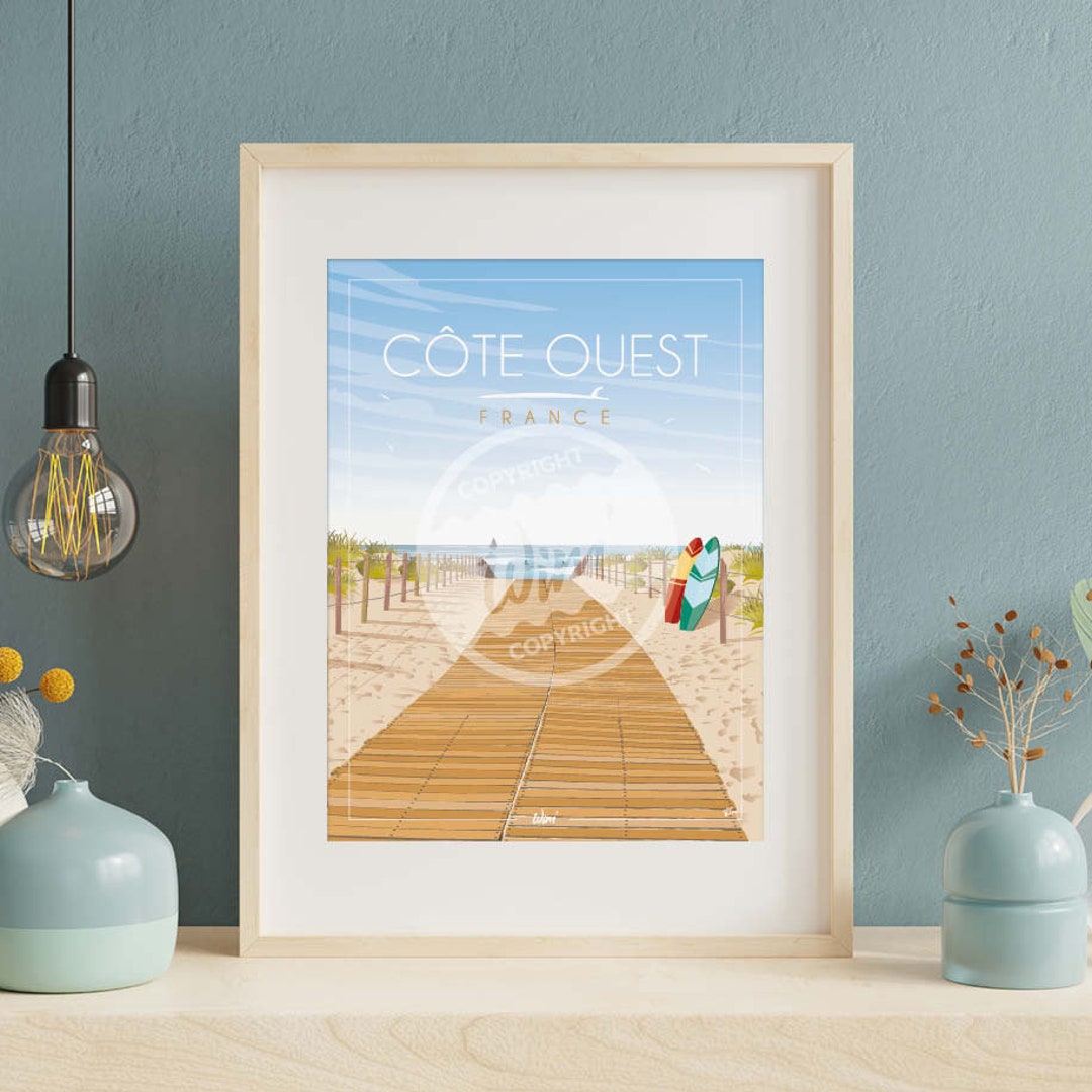 West Coast Poster path to the Beach - Etsy
