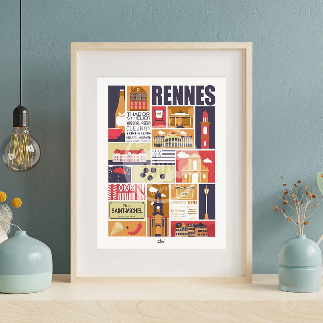 Affiche Rennes - "Rennes ma ville" - Etsy France