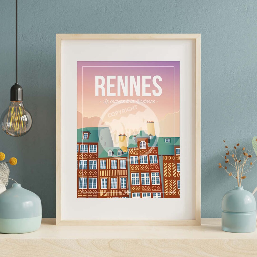 Affiche Rennes - "Le charme à la bretonne" - Etsy France